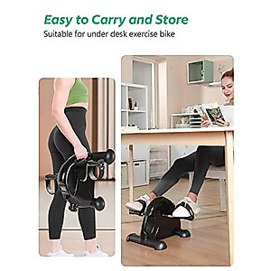 FEIERDUN Mini Exercise Bike, Under Desk Bike Pedal Exerciser Portable Foot Cycle Arm & Leg Peddler Machine with LCD Screen Displays (VC Black)