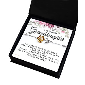 Granddaughter Gifts From Grandma, 925 Sterling Silver Bracelet, Granddaughter Gifts For Graduation Birthday Mothers Days Holidays Sunflower Bracelet Gift Set gdfgensf26