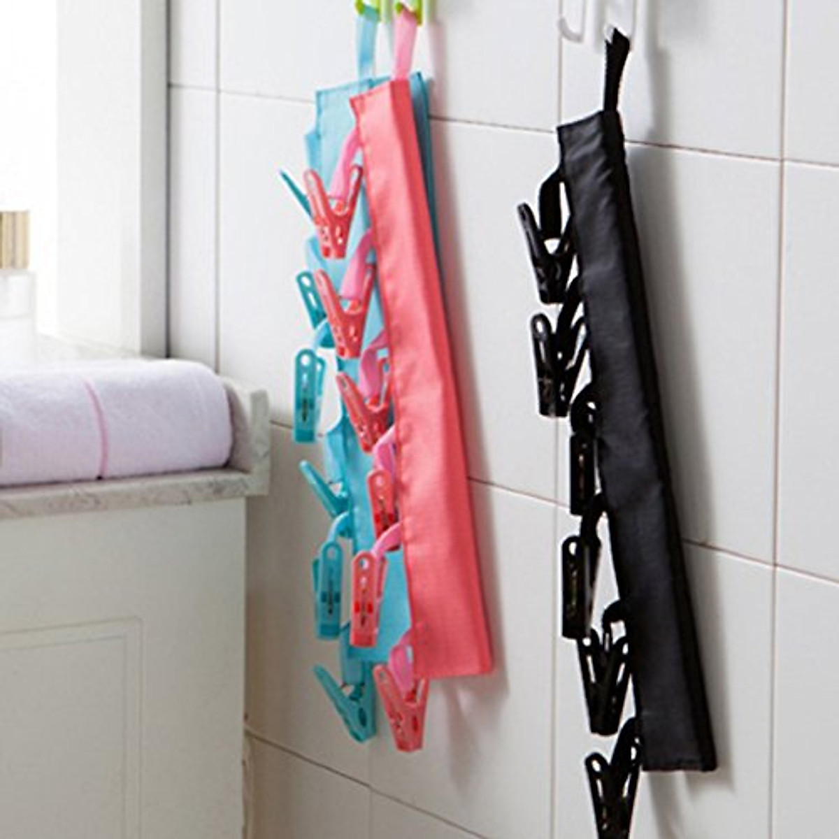 Gilroy Portable Clothes Clip Rack Bathroom Travel Foldable Hanging Pegs Towel Clips