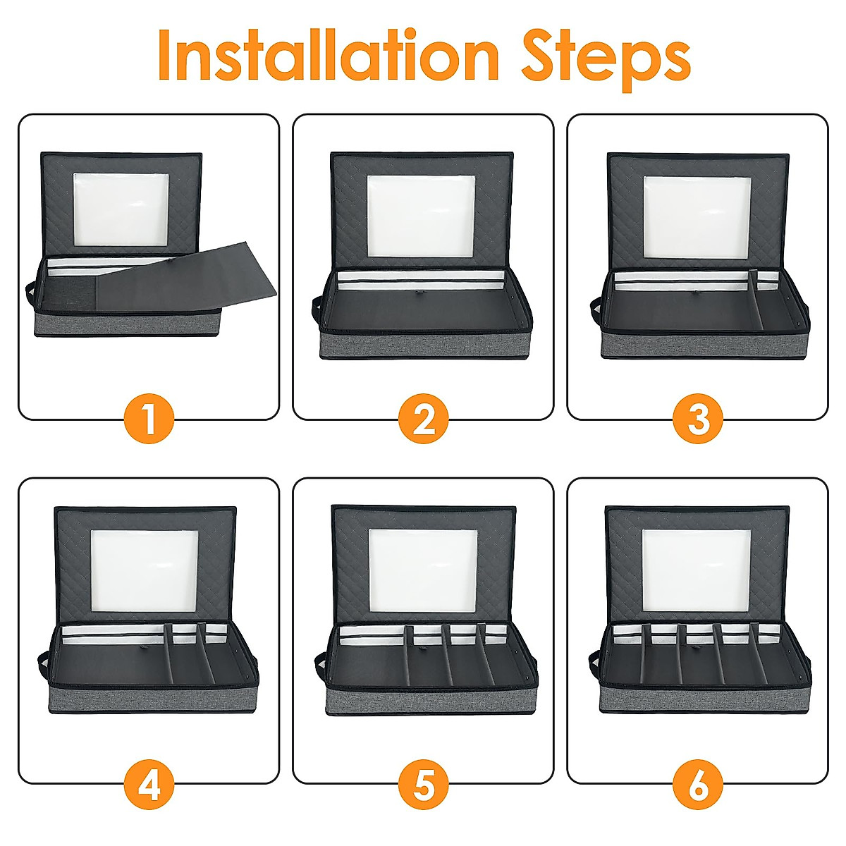 VERONLY Silverware Storage Box - Flatware Case Chest Box, 5 Compartment Tableware Cutlery Container with Removable PVC Lid and Easy to Carry Handles,Large Capacity Utensils(Light Grey)