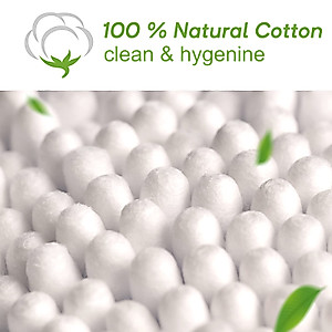 eyxformula 1000 PCS Bamboo Cotton Swabs In Storage Box Natural Organic Cotton Swabs With Wooden Sticks - Double Tips Biodegradable Cotton Buds For Ear Wax Removal, Makeup, Personal Care, Art & Craft