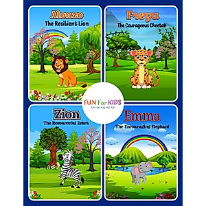 ZOFREY Kids Toothbrushes U Shape 4 Pack - Kids Toothbrushes with Safari Animals and 4 Free E-Books, U Shaped Toothbrush Kids Age 2-6, 360 Toothbrush Toddler, Autism Toothbrush for Kids, BPA Free