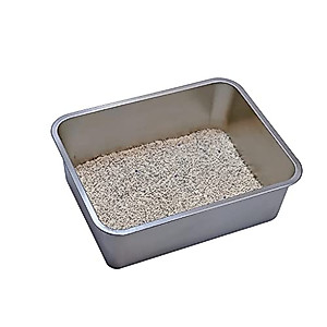 KUNWU Stainless Steel Food Grade 20" x 14" x 6" Extra Large Cat Litter Box with Silver Scoop Set