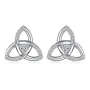 Irish Celtic Knot Stud Earrings 925 Sterling Silver Triquetra Jewelry Gifts for Women