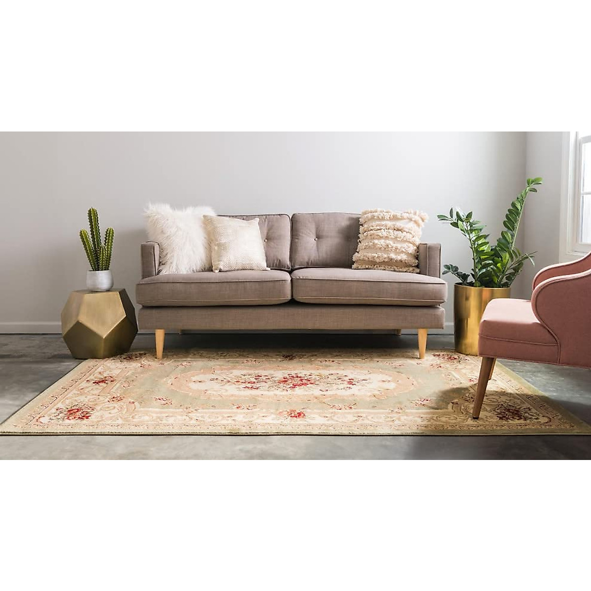 Unique Loom Versailles Collection Traditional Classic Floral Motif Area Rug (10' 0 x 13' 0 Rectangular, Green/ Ivory)