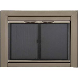 Pleasant Hearth CB-3300 Colby Fireplace Glass Door, Sunlight Nickel, Small