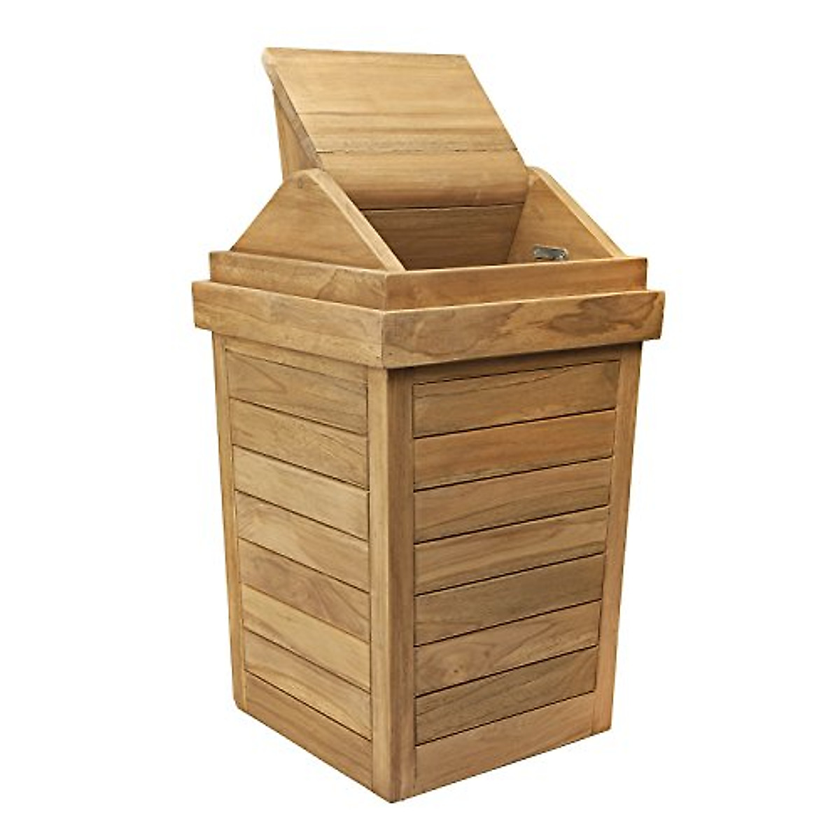 Sporty's Outdoor Kitchen Teak Wood Weather Resistant Garbage Can Waste Bin