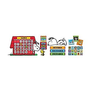 Eureka Peanuts and Snoopy Classroom Calendar for Teachers, 0.1'' x 18'' x 28'', 112pc, Model:847152