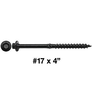 #17 X 4 Heavy Duty Structural Wood Screws - Exterior Coated Heavy Duty Wood Screws - Use for Fastening Ledger Boards, Large Timbers, Logs and More (50 Approx. Screw Count)