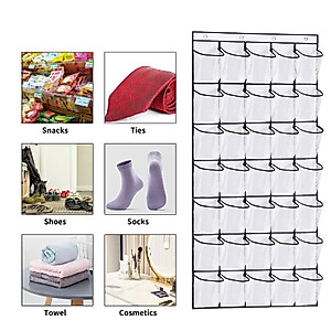 Olutacot 3 Pcs 105 Large White Mesh Pockets 35 Pockets Over The Door Shoe Organizer with 16+16 Hooks Hanging Shoe Organizer Hanging Shoe Rack Shoe Holder Hanger for Closet Bedroom Dorm
