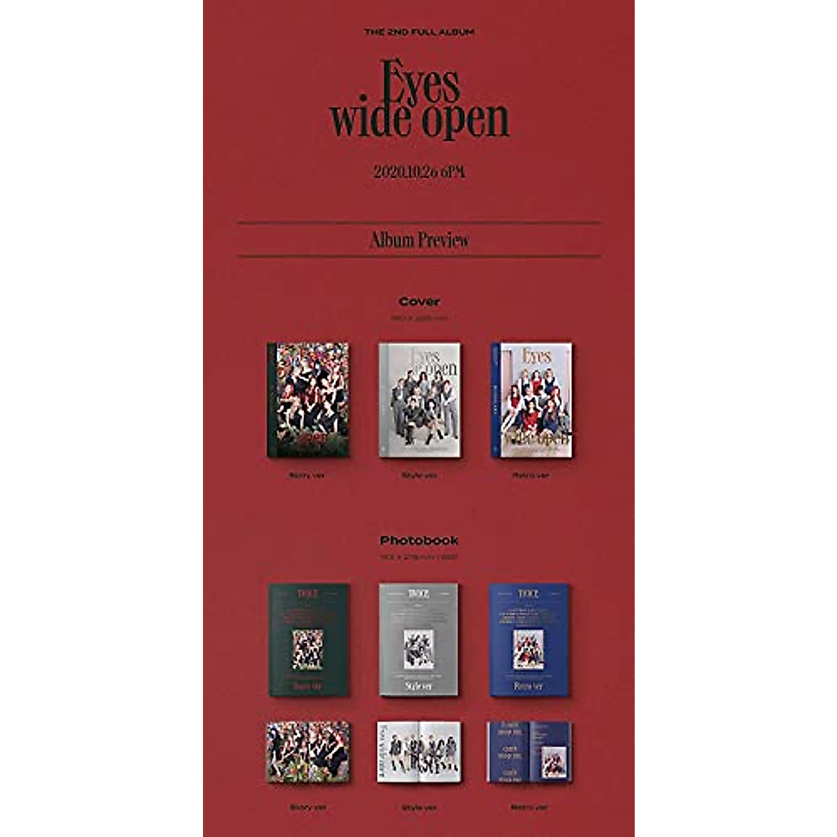 JYP TWICE - Eyes wide open (Vol.2) Album+Folded Poster+Extra Photocards Set (Retro ver.) JYPK1006