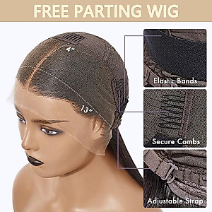 MEIKING Lace Front Wigs Human Hair Body Wave 13x4 Frontal HD Lace Wig Pre Plucked 180% Density Brazilian Virgin Human Hair Lace Front Wigs for Women Natural Black 28 Inch