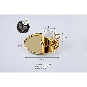 Pampa Bay For Coffee Lovers Titanium-Plated Porcelain Espresso Cup & Plate, 2.5 x 6.5in