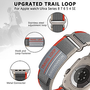 Trail Loop Nylon Band - Compatible with Apple Watch Ultra 2 Band 49mm 46mm 45mm 44mm 42mm 41mm 40mm 38mm Men Women,Rugged Braided Elastic Weave Sport Strap for iWatch Ultra Series 10/9/8/7/6/SE/5/4/3