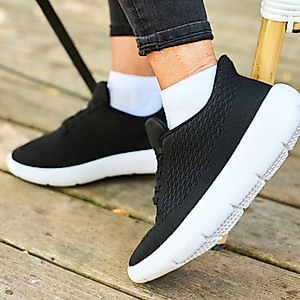 Pillow Slides Dream Steps | Orthopaedic Sneakers for Women | Ergonomically Designed | Plantar Fasciitis | Foot Pain Relief | Arch Support Black