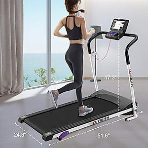 GOYOUTH Folding Treadmill for Home Electric Motorized Workout Foldable Running Machine Portable Compact Treadmills Jogging Machine for Running and Walking Exercise Fitness, Free Installation