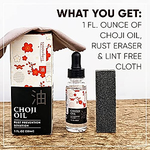 Tinyroots Choji Oil Tool Cleaning Kit, Simply Wipe The Mineral Oil on to Restore Your Sword, Knives, Bonsai Tools, Includes Rust Eraser and Lint Free Cloth
