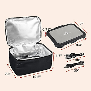 TN TONNY Mini Portable Oven,12V /110V Electric Lunch Box Personal Food Warmer Microwave Heated Lunch Box Portable Lunch Totes for Office/Home/Truck/Outdoor