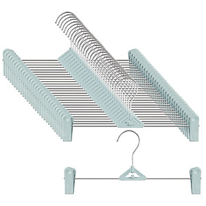 NORTHERN BROTHERS Pants Hangers with Clips, 30Pack Skirt Hangers Stackable Clothes Clip Hangers with Rotatable Hook for Men Women Jean Trousers Shorts