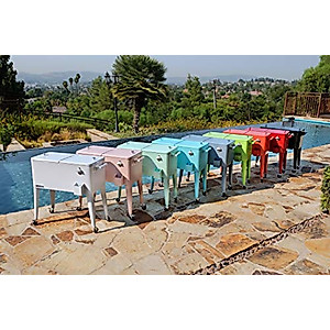 Permasteel PS-203-TURQ-AM 80 Quart Portable Rolling Patio Cooler, Turquoise