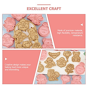 Gadpiparty Gadpiparty Valentine's Day Cookie Cutter Set Cookie Stamp Included 3D Diamond Ring Cute Bear Love Heart Balloons,Rose Angel, Romantic Proposal Cookie Cutters for Party Baking Decoration