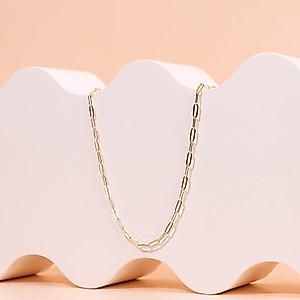 PAVOI Womens 14K Gold Plated – Yellow Gold Paperclip Chain Adjustable Necklace