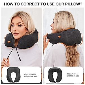 DEPAJA Neck Pillow for Travel, 100% Pure Memory Foam Soft Pillow for Airplane Sleeping U Shaped Pillow for Head, Chin Support, Rest Pillow for Flights, Office, Car & Home Recliner (Black)