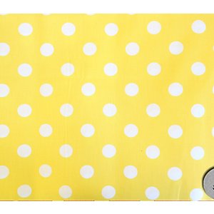 Polycotton Fabric Printed Polka DOTS White Yellow Background / 60" Wide/Sold by The Yard