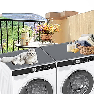 Iycnkok Washer and Dryer Top Cover Mat - 23.6''x 23.6'' Silicone Protector for Washing Machine Countertop - Non-Slip Rubber Waterproof Dustproof Ideal for Laundry Kitchen - Gray 2 Pack