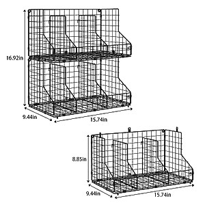 X-cosrack XXL Stackable Wire Baskets for Pantry Organizers and Storage, 2 Pack Snack Organizer Baskets with 4 Removable Dividers, Metal Pantry Storage Bins for Snack Canned Spice Food, Black