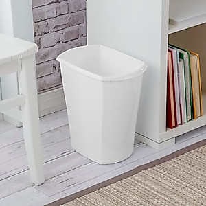 Sterilite 3 Gallon Rectangular Wastebasket, Small Plastic Trash Can for the Bathroom, Bedroom, Dorm Room or Home Office, White, 6-Pack
