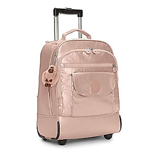 Kipling Sanaa Large Metallic Rolling Backpack Rose Gold Metallic