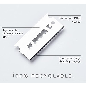 60 Feather FHS-10 Japanese Steel Razor Blades - Refill for OneBlade Core, Hybrid, & Genesis Razors - Single Blade Razor
