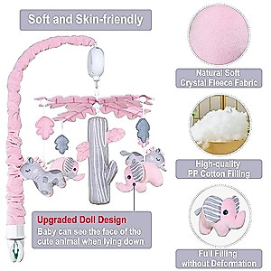 Upgraded Blublu Park Baby Crib Mobile with Music, Baby Mobile for Crib with Hanging Rotating Toys Woodland Nursery Decor for Newborn Baby Boys Girls, Digital Music Box with 35 lullabies(Elephant)