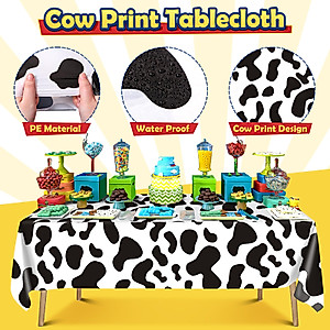 Winrayk 154Pcs Toy Inspired Story Birthday Party Decorations Supplies for Kids Teen, Balloon Arch with Backdrop Tablecloth Cow Print Balloons Star Rocket, Cartoon Game Girls Boys Birthday Party Decor