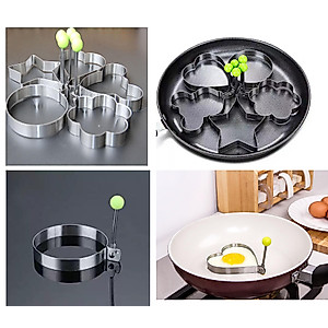 10pcs Egg Molds Egg Shaper Egg Ring For Frying Eggs Stainless Steel Nonstick Pancake Maker with Handle Egg Fryer Mold Cooking Breakfast Accessories