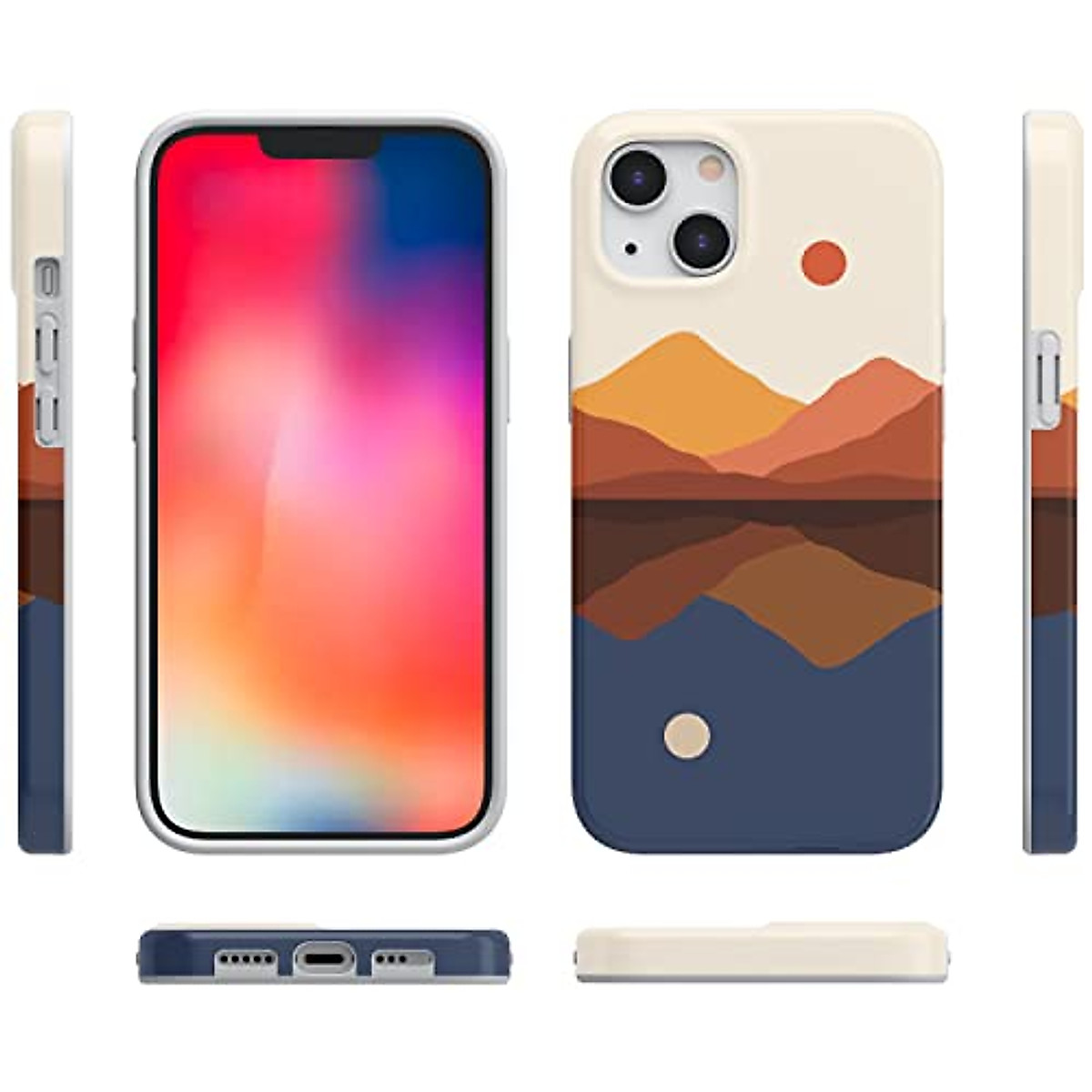 Casely Case Compatible with iPhone 13 Mini | Opposites Attract | Day & Night Colorblock Mountain Case