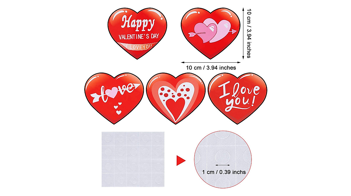 Valentine's Day Heart Cutouts Set - 50 Vibrant 3D Decor Pieces