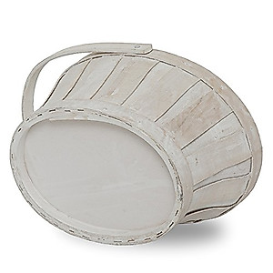 The Lucky Clover Trading White Wash Oval Woodchip Handle, 9" L Basket