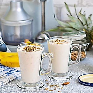 YOUEON Set of 6 Round Glass Drink Coasters, 3.5 Inch Crystal Coasters Decorative Glass Plates Clear Glass Coasters for Mugs, Cups, Dining Tables, Office, Kitchen, Home Decor and Parties