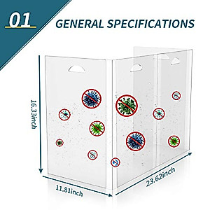 Sneeze Guard Desk Shield - Portable and Clear Protective Barrier for Counter Dining Table Student Partition Shield, Easy to Clean and Bring Best Partition for Classroom or Office 23’’W*16’’H
