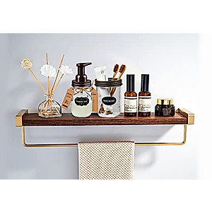 3 Pack Apothecary Jar Canisters Bathroom Vanity Organizer for Qtips,Cotton Swabs+Mason Jar Toothbrush Holder with 16 Ounce Ball Mason Jar - Rustic Farmhouse Decor Black Bathroom Accessories - Bronze