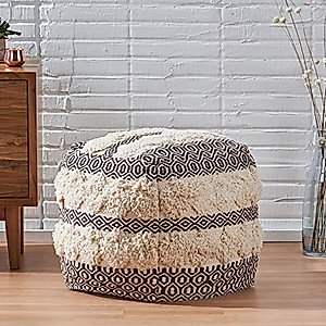 Christopher Knight Home Ella Hand-Woven Fabric Cube Pouf, Natural, Brown