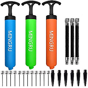 MINGRU Ball Pump for Basketball, Soccer, Volleyball, Rugby, Water Polo Ball & Other Inflatables Air Pump, Needles and Nozzles Included