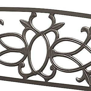 Outogether Steel Bench Metal Bench for Outdoor, Garden Bench for Patio Porch Backyard, Floral Design Backrest Slatted Seat (Brown)