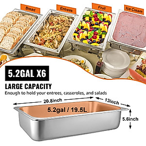 Vevor Hotel Pan Full Size 6-Inch, Steam Table Pan 6 Pack, 22 Gauge/0.8mm Thick Stainless Steel Full Size Hotel Pan Anti Jam Steam Table Pan : Industrial & Scientific