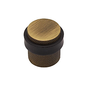 Metal Workz Hardware Modern Floor Mount Door Stop Solid Brass Knurled Textured Rubber Door Stopper (Satin Brass)