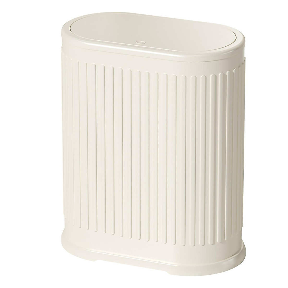 Aupekro Bathroom Trash Can with Lid, 4 Gallon Stainless Steel Garbage Can with Removable Inner Bucket, Slim Rectangular Trash Can for Living Room, Kitchen, Office, Bedroom (Milky White)