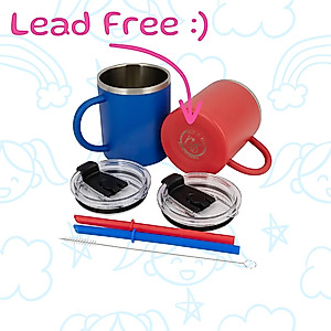 Real Deal Steel "Keep it Real Kids Mugs - 100% Lead and BPA Free Kids Coffee Mug for Hot Chocolate - Set of 2