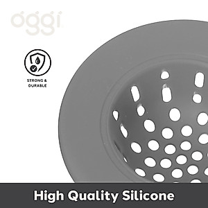 OGGI Silicone Sink Strainer- Great Kitchen Sink Strainer, Sink Drain Strainer, Drain Stopper, Sink Plug, 4.6˝ Diameter Rim, Gray